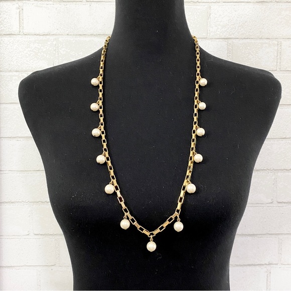 Ann Taylor | Jewelry | Nwt Ann Taylor Faux Pearl Station Box Chain Long ...